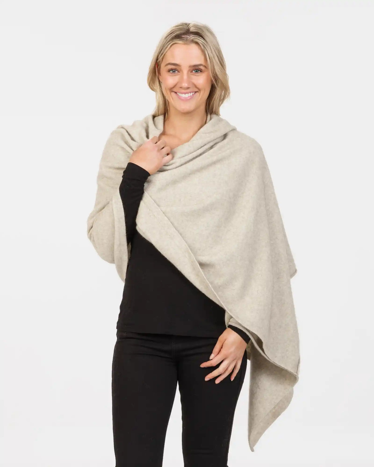 Natural Beige Generous Fit Possum Merino Wool Wrap — Gorgeous Creatures
