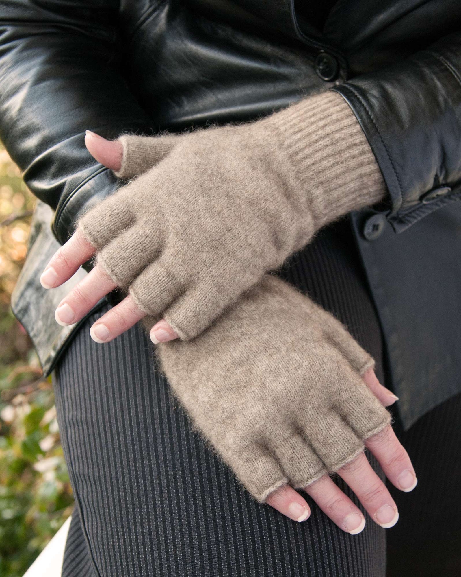 Beige Possum Merino Fingerless Gloves NZ — Gorgeous Creatures