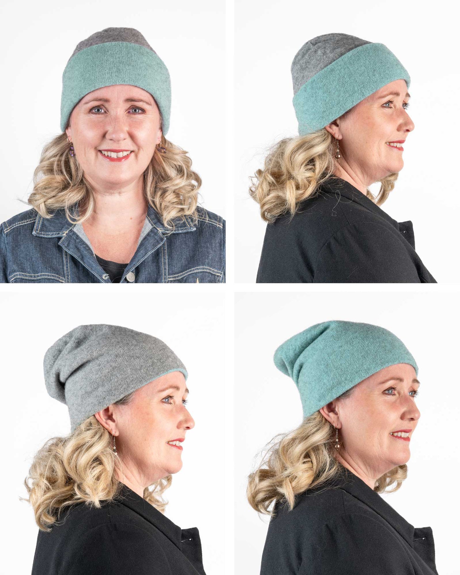 Reversible Beanie Possum Merino Topaz Silver — Gorgeous Creatures