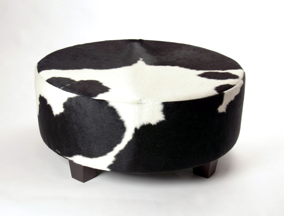 Round Cowhide Ottoman Coffee Tables — Gorgeous Creatures