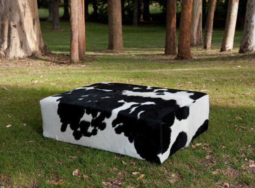 Very Large Black & White Cowhide Ottoman — Gorgeous Creatures