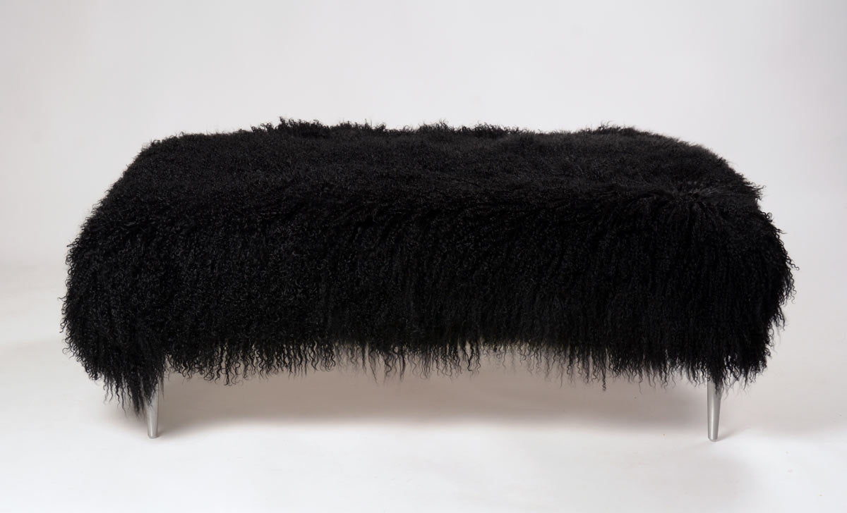 Black Tibetan Lamb Ottoman Stool NZ Made — Gorgeous Creatures