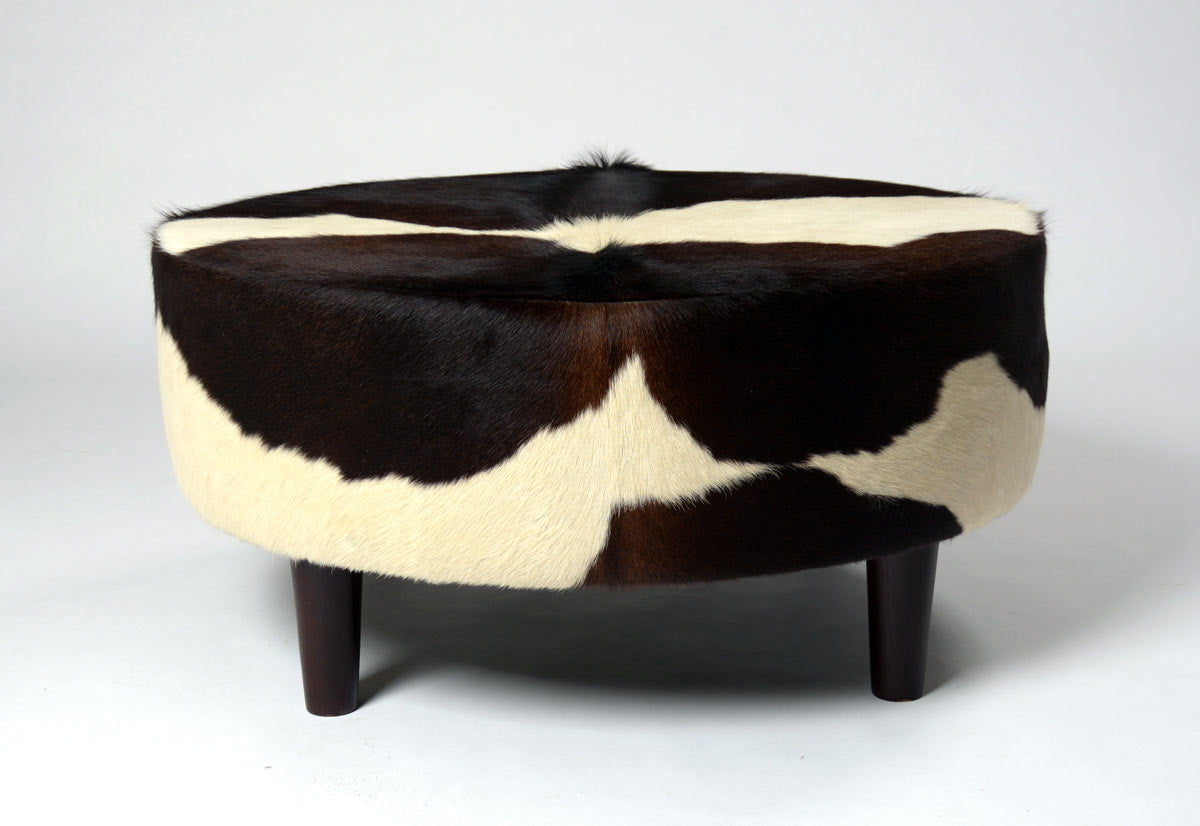 Round Cowhide Ottoman NZ | Leather Furniture — Gorgeous Creatures