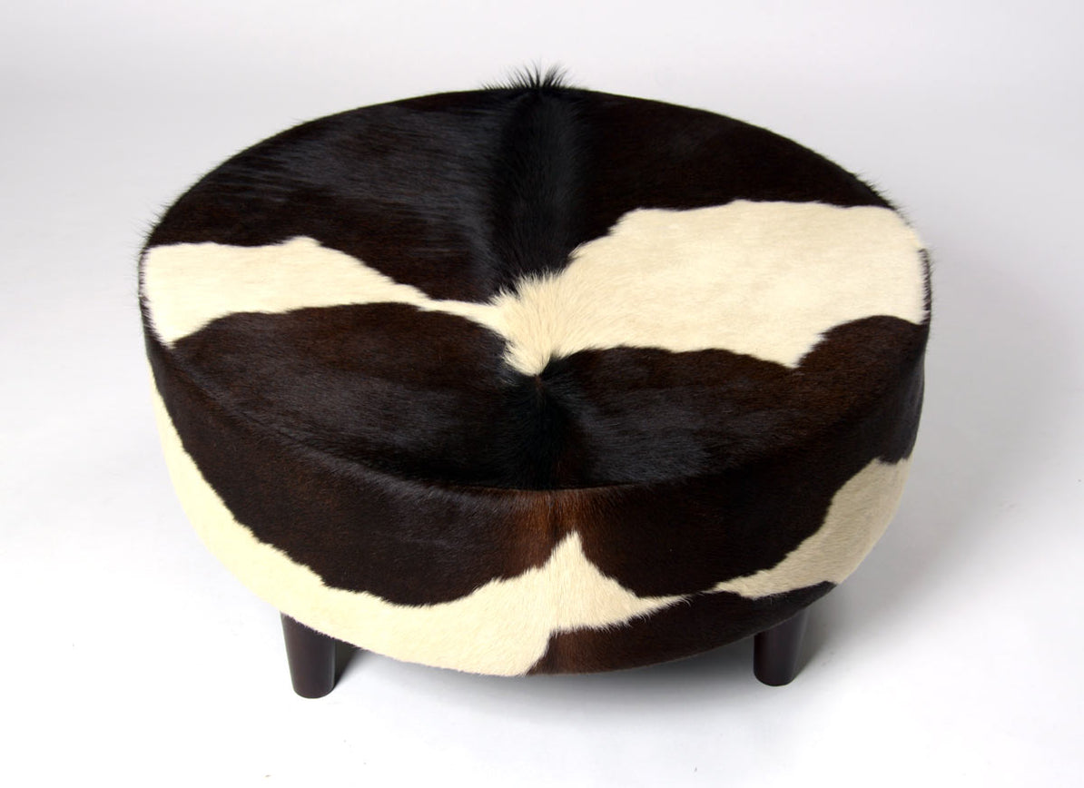 Round Cowhide Ottoman NZ | Leather Furniture — Gorgeous Creatures