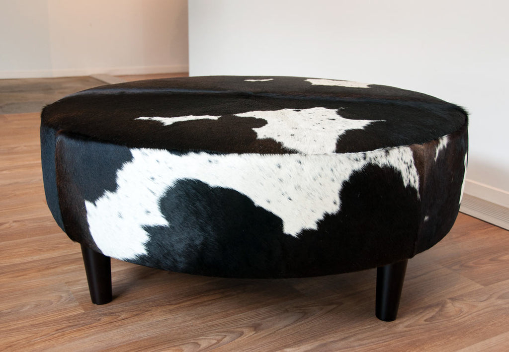 Round Cowhide Ottoman Coffee Tables — Gorgeous Creatures