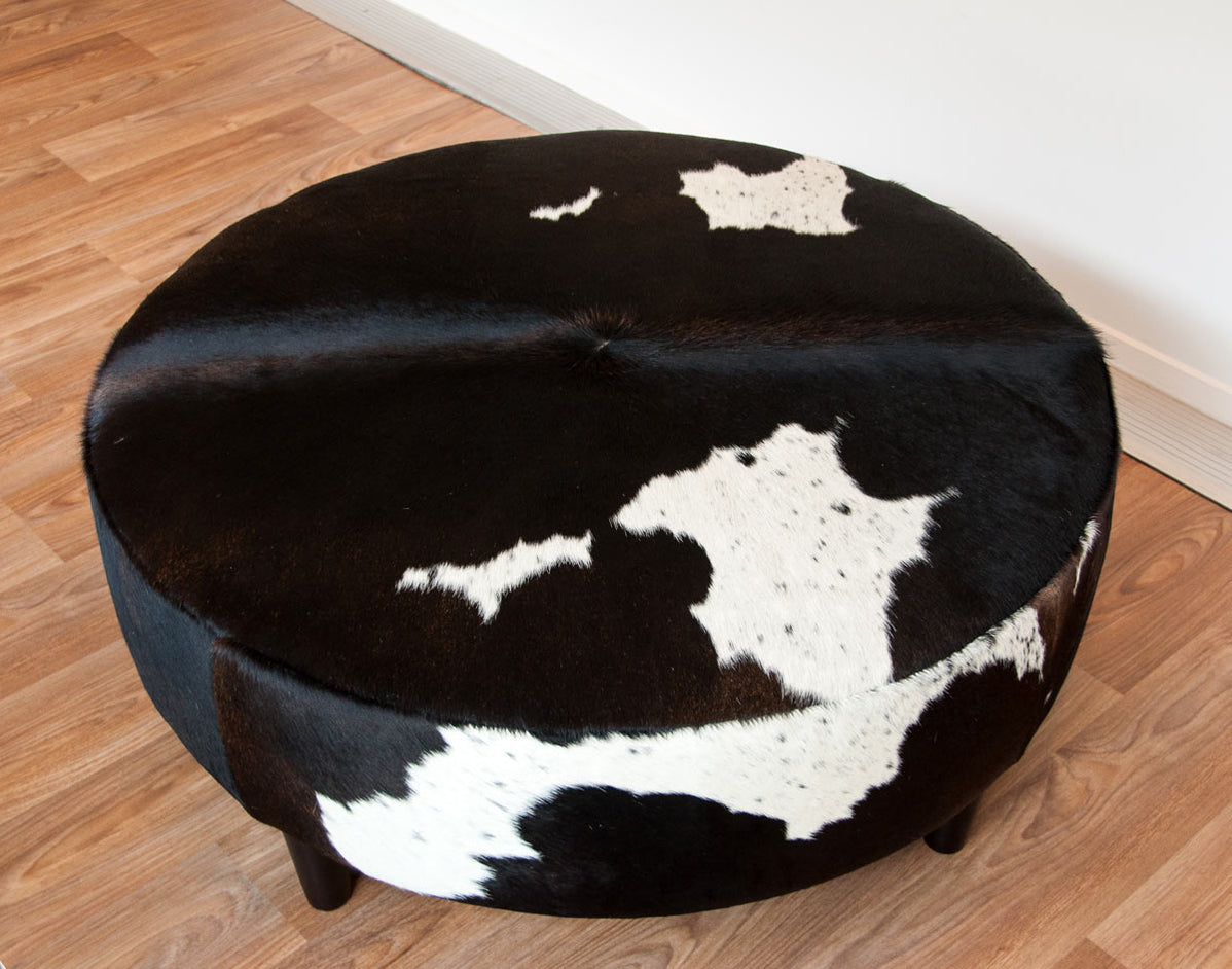 Round Cowhide Ottoman Coffee Tables — Gorgeous Creatures