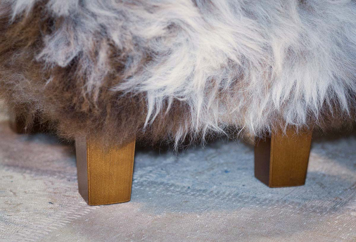 Natural Sheepskin Footstool | NZ Wool Stool | Sheep Ottoman — Gorgeous ...