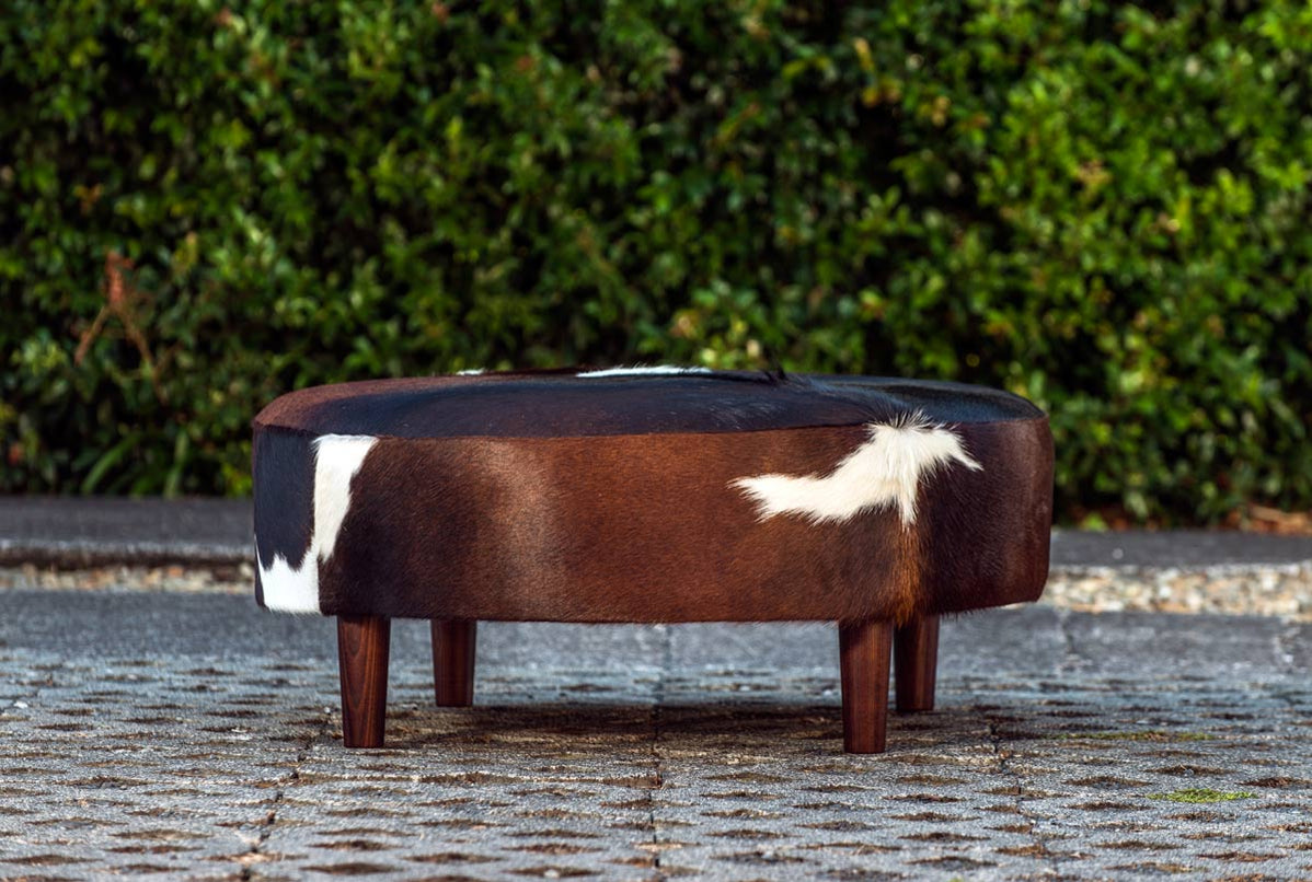 Round Cowhide Ottoman Coffee Tables — Gorgeous Creatures
