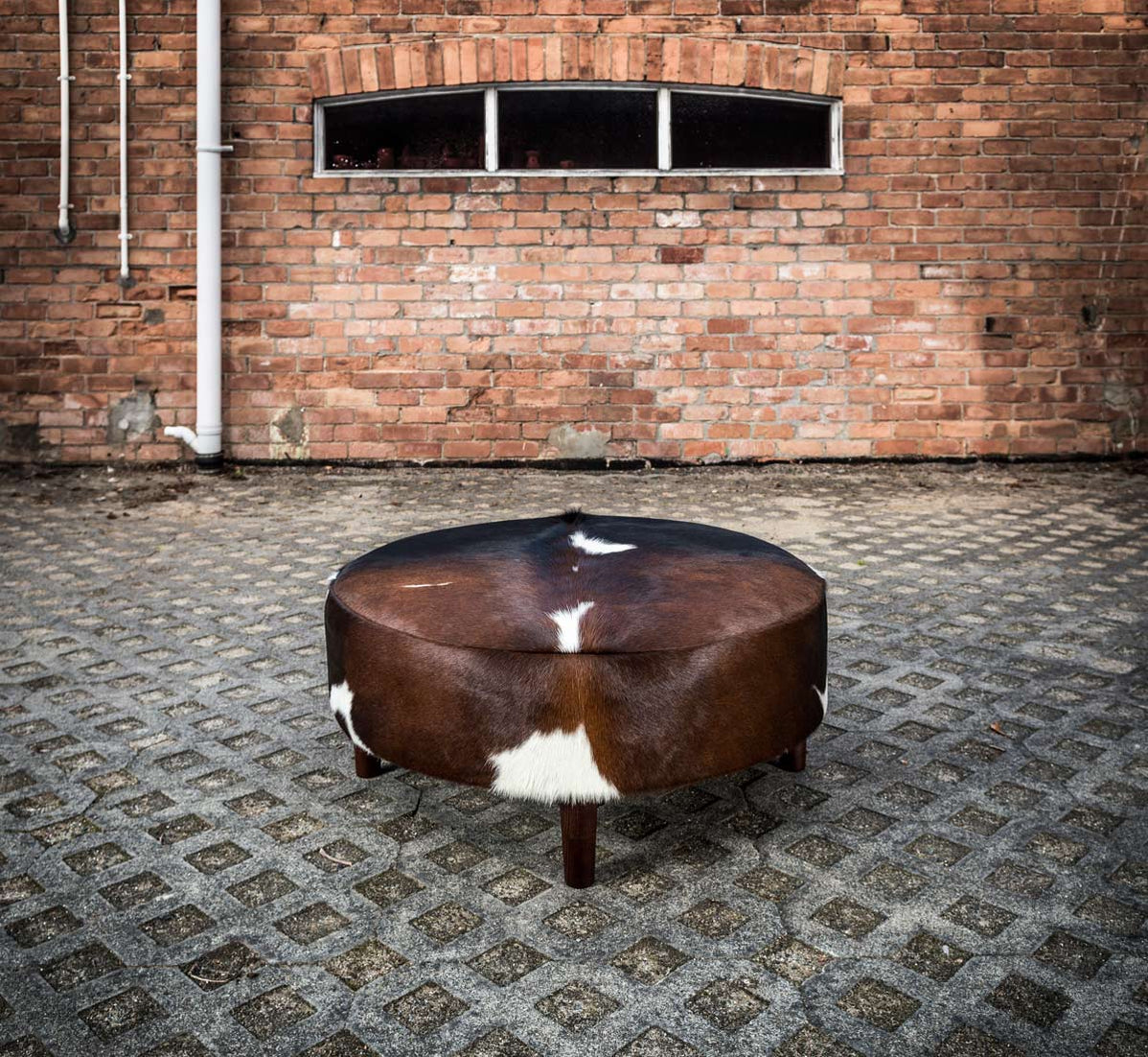 Round Cowhide Ottoman Coffee Tables — Gorgeous Creatures