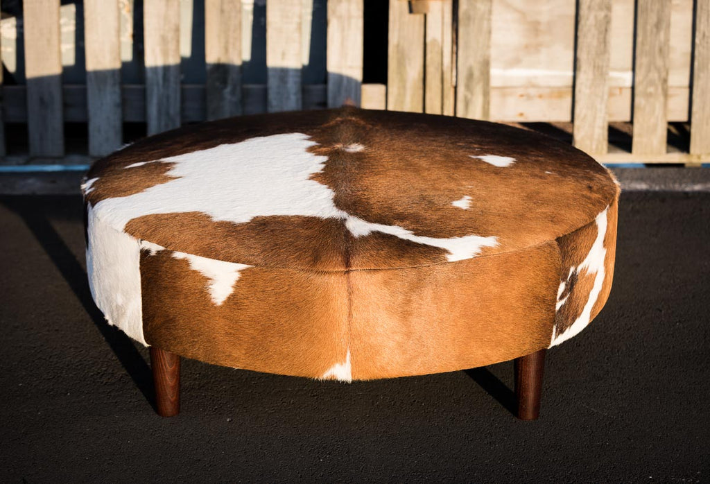 Round Cowhide Ottoman Coffee Tables — Gorgeous Creatures